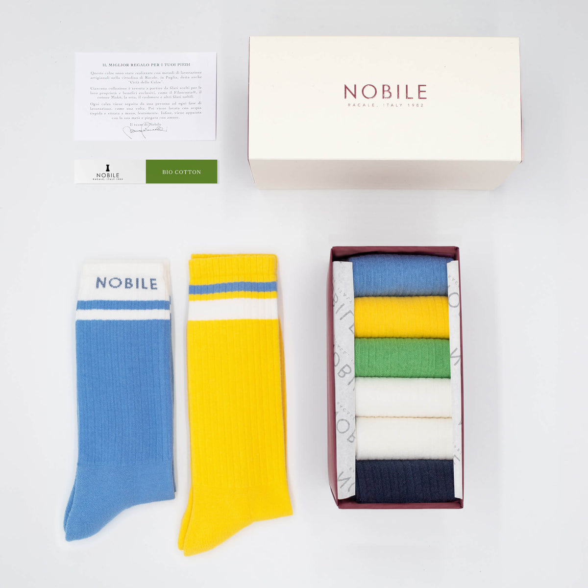 Wimbledon - Box of 6 mixed sports socks in organic cotton – Nobile Italy